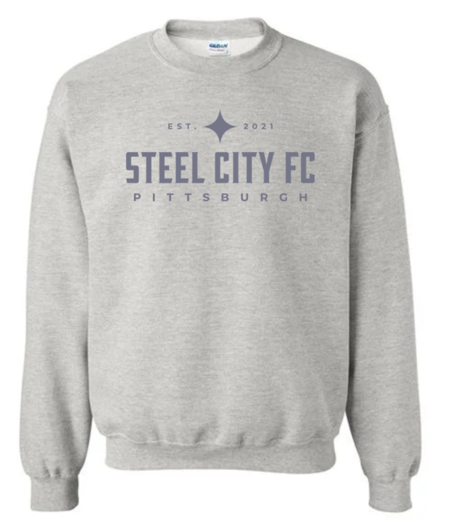 SCFC - Ash Crewneck Sweatshirt with Grey Text Logo – Steel City FC Shop
