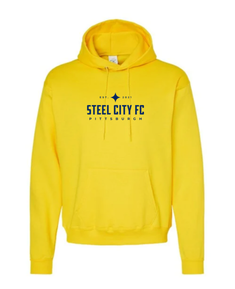SCFC - Yellow Hoodie with Navy SCFC – Steel City FC Shop